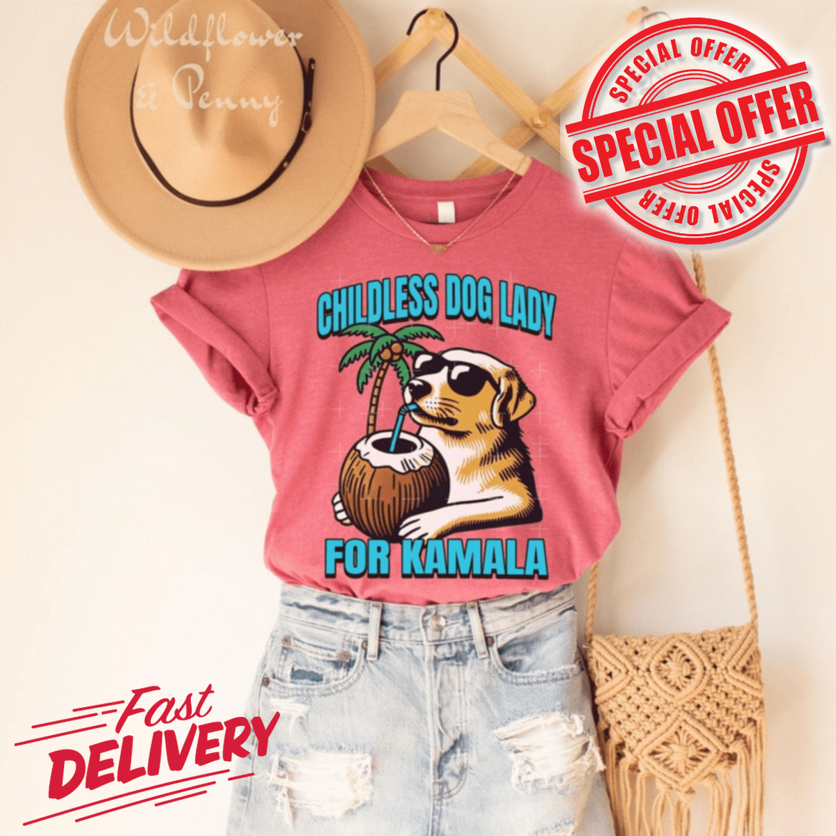 Childless Dog Lady For Kamal Coconut T-shirt Vote Harriss Tee - Walmart.com