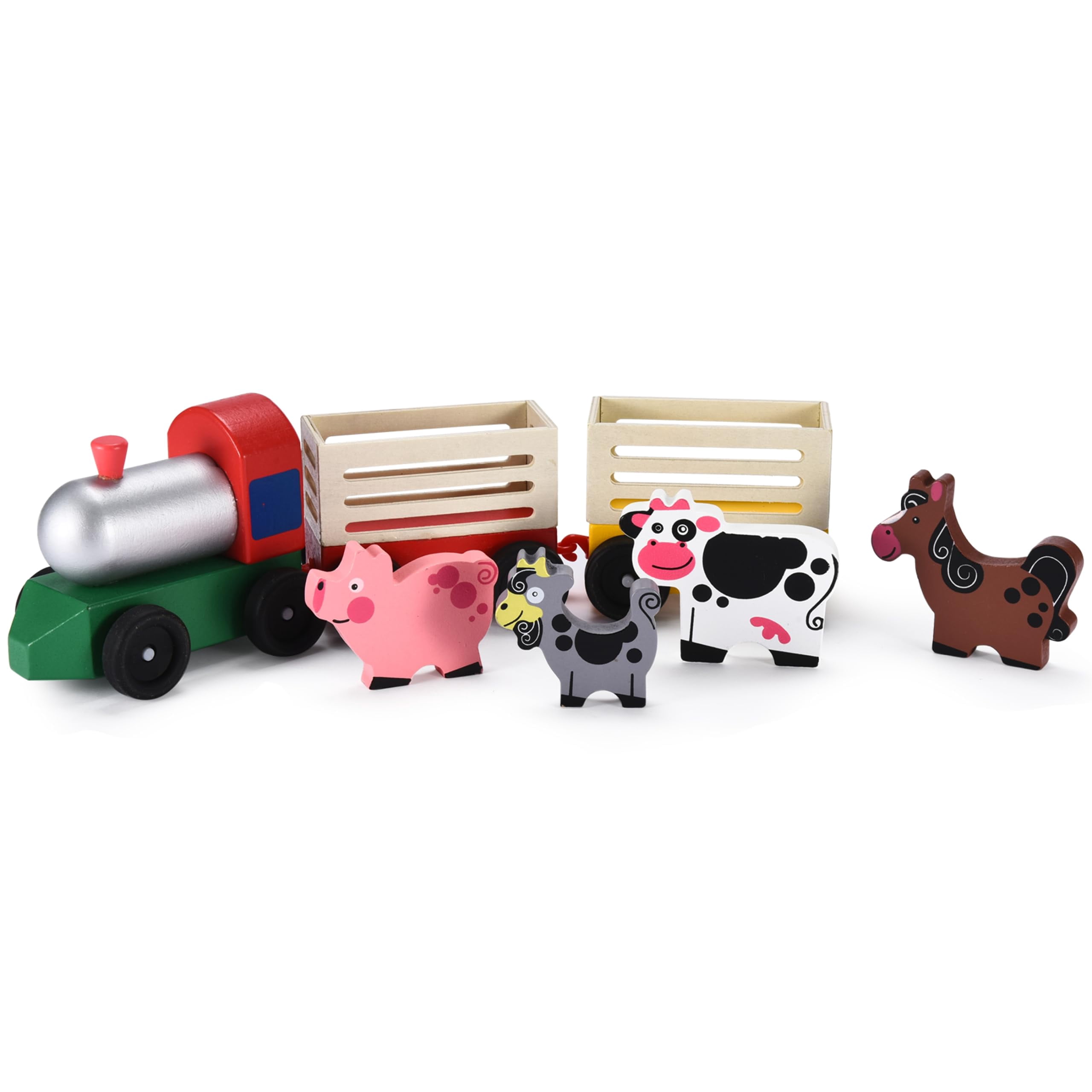 Childlike Behavior Wooden Rainbow Train Set for Toddlers - Classic Wood ...