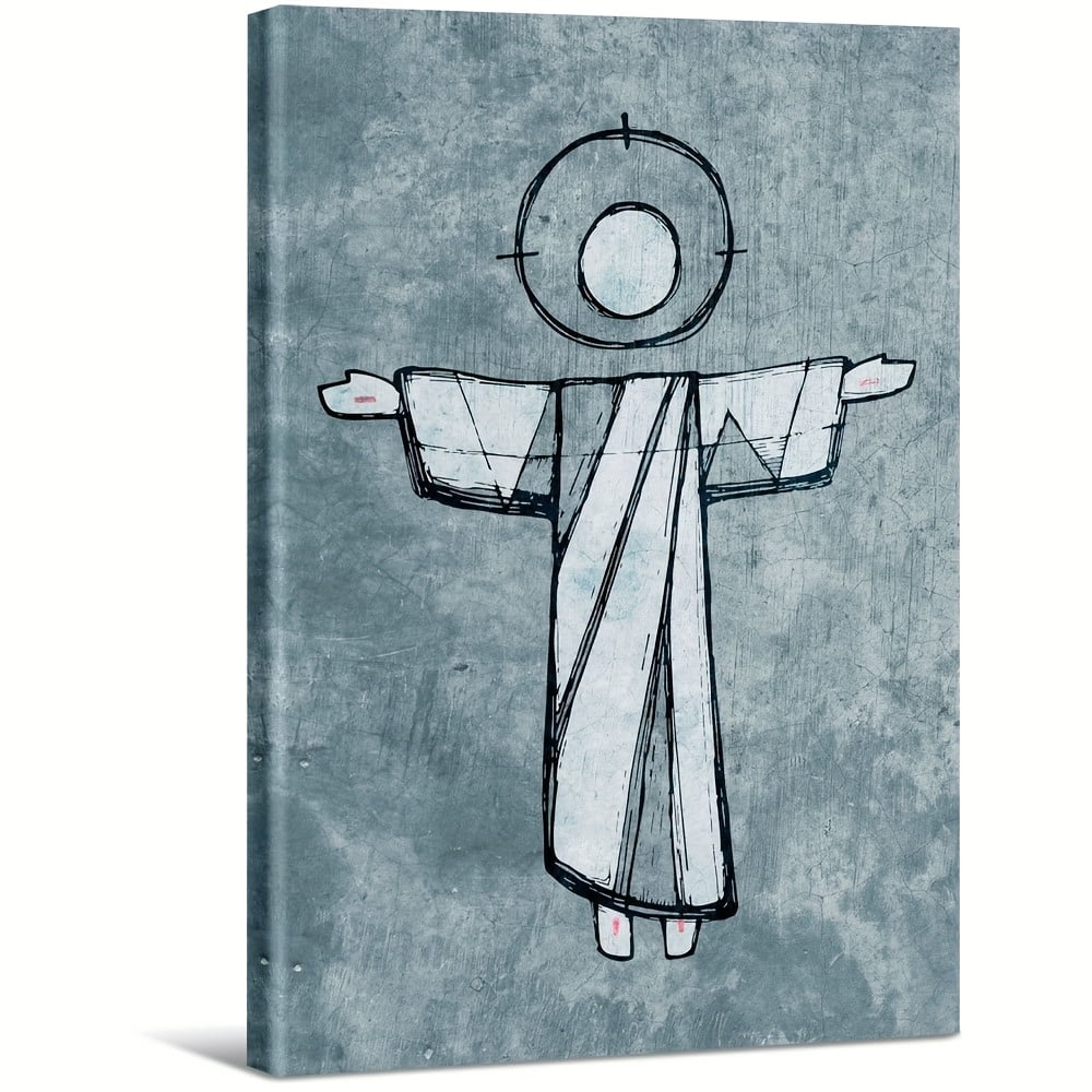 Childlike Drawing Of Figure With Circular Head. Large Wooden Framed ...