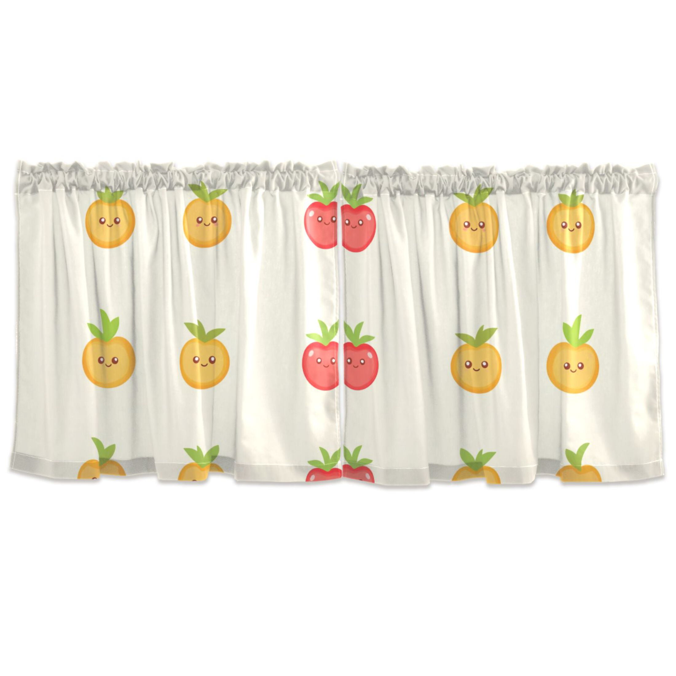 Childlike Fruit Pattern Design Tier Curtains for Kitchen 57x36 Inch ...