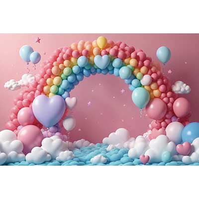 Childr Balloons Birthday Party Photocall Backdrop Cloud ration ...