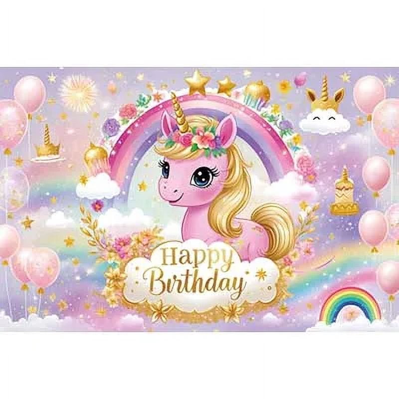 Childr Unicorn Balloons Birthday Party rations Background Butterfly ...