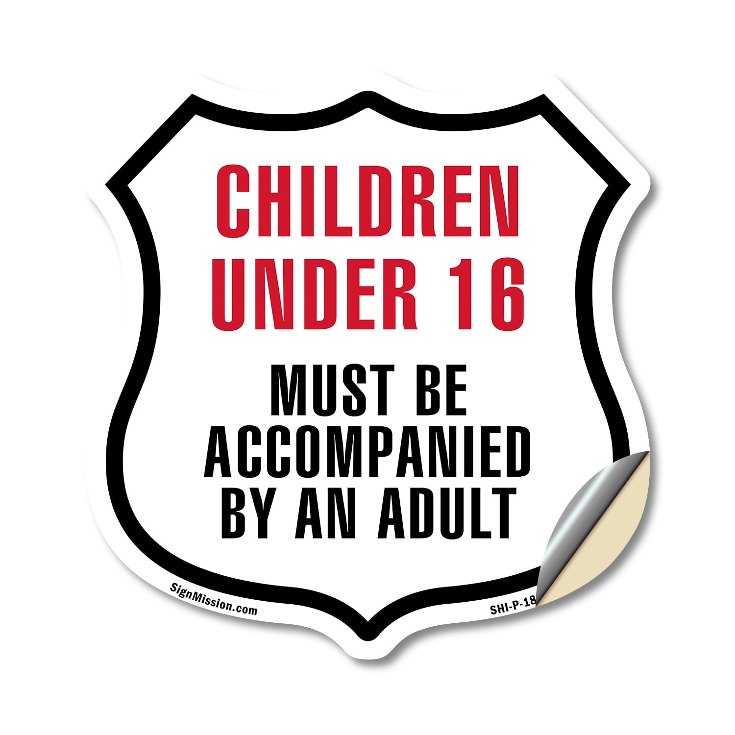 Children Under 16 Must Be Accompanied By An Adult (5 Pack) 4 inch X 4 ...