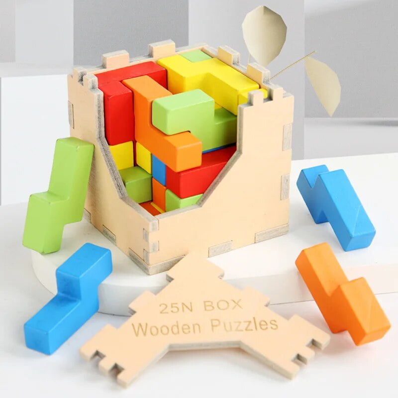 Children 3D Wooden Building Block Box Assembling Toy Adults Relieve ...