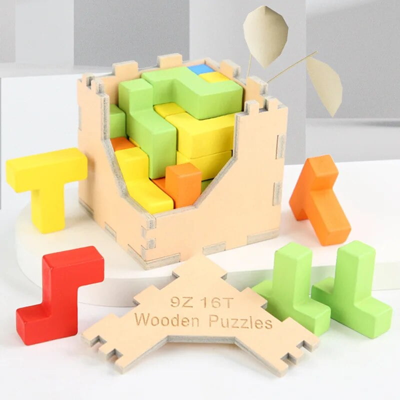 Children 3D Wooden Building Block Box Assembling Toy Adults Relieve ...