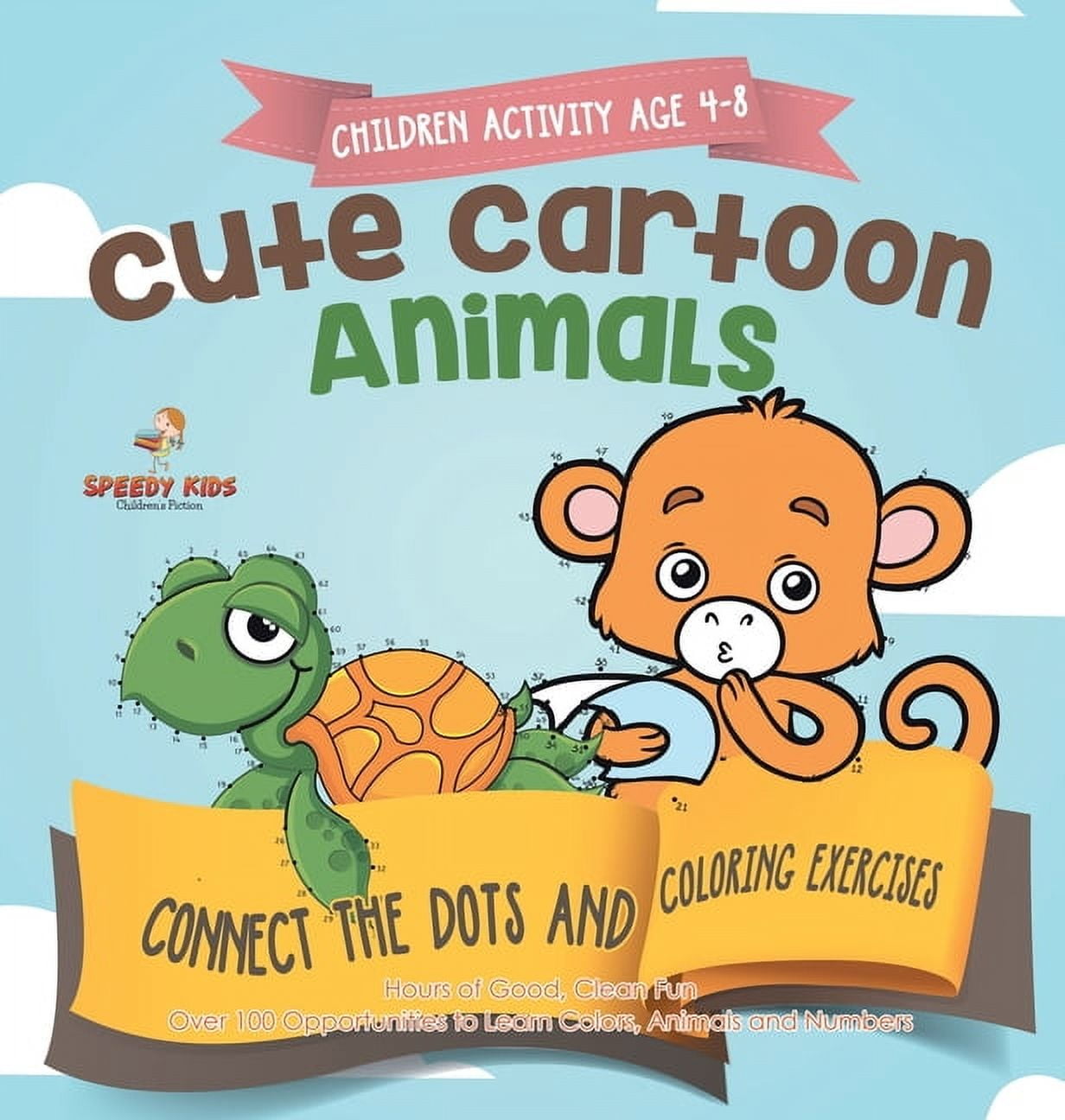 Children Activity Age 4-8. Cute Cartoon Animals Connect the Dots and ...