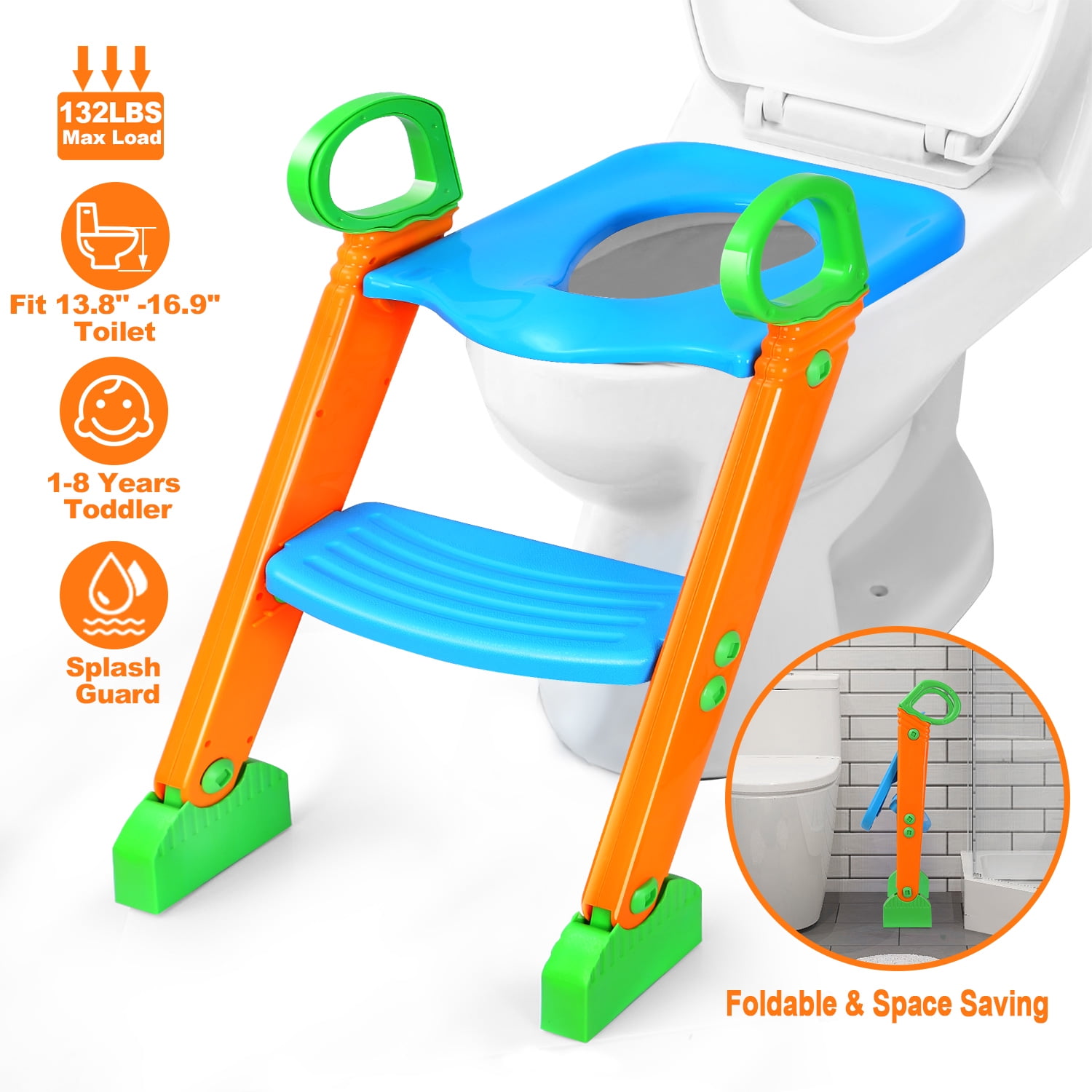 Children Baby Foldable Splash Guard Toilet Trainer Chair Toddler Toilet ...