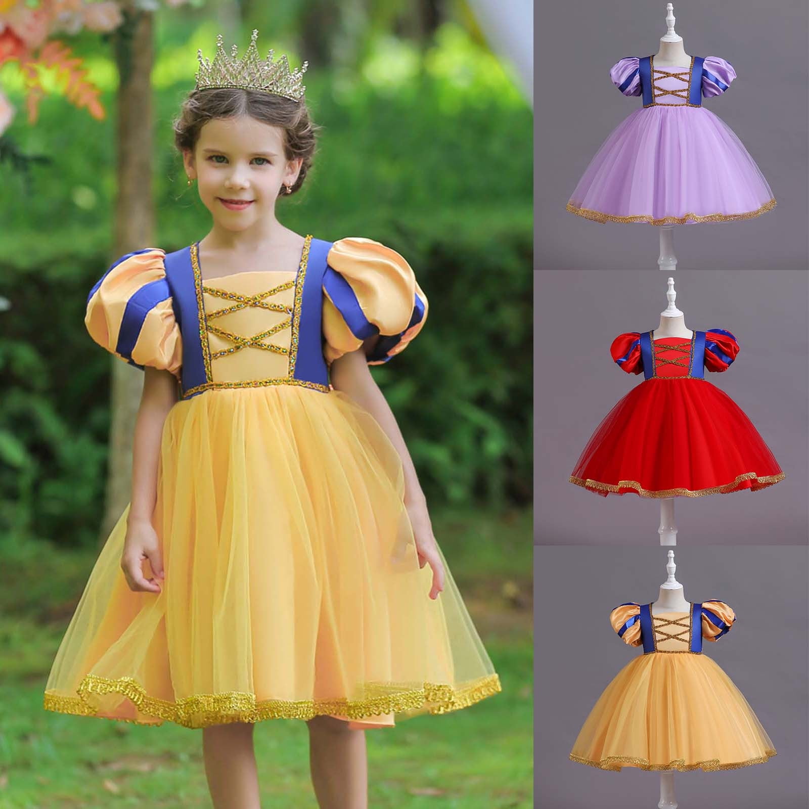 Children Baby Girls Princess Dresses Ruffle Sleeves Lace up Medieval ...