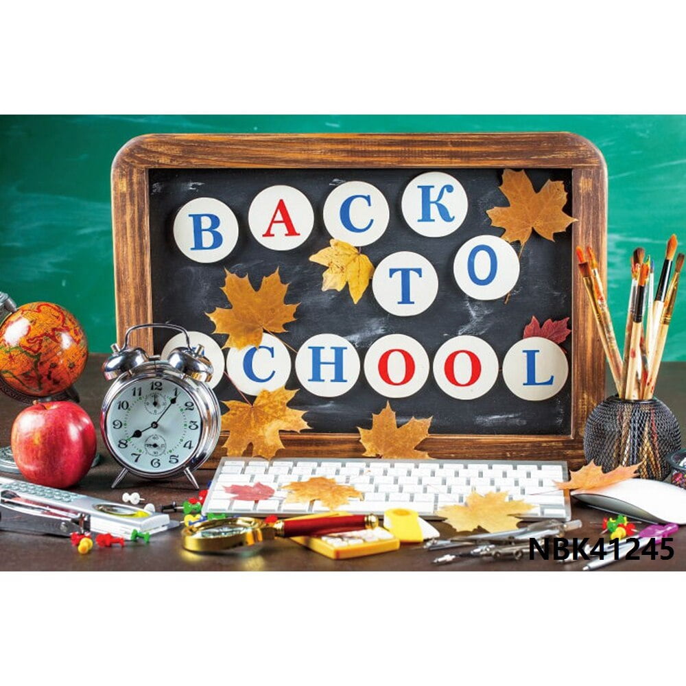 Children Back To School Backdrop Blackboard Globe Books Graduation ...