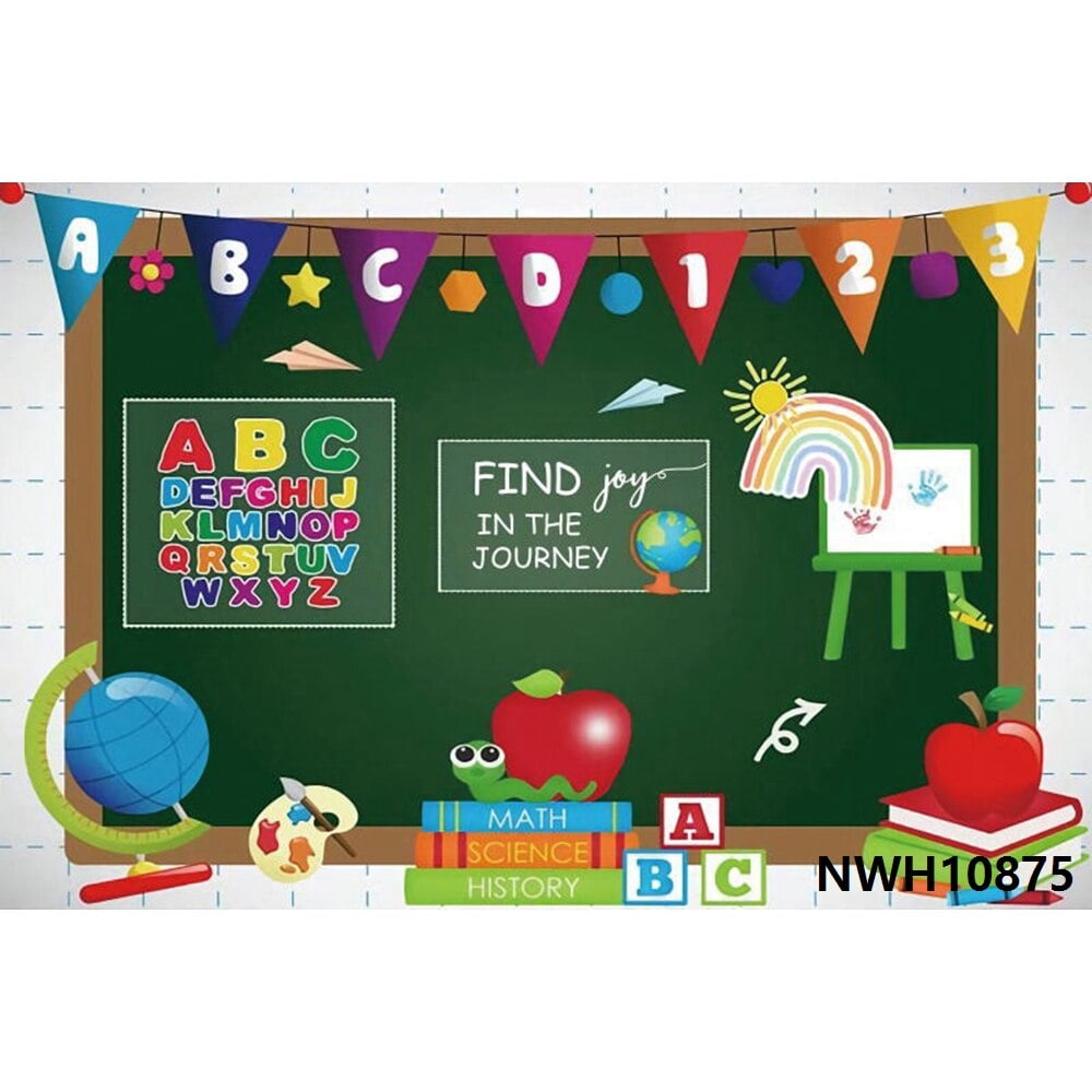 Children Back To School Backdrop Blackboard Globe Books Graduation ...