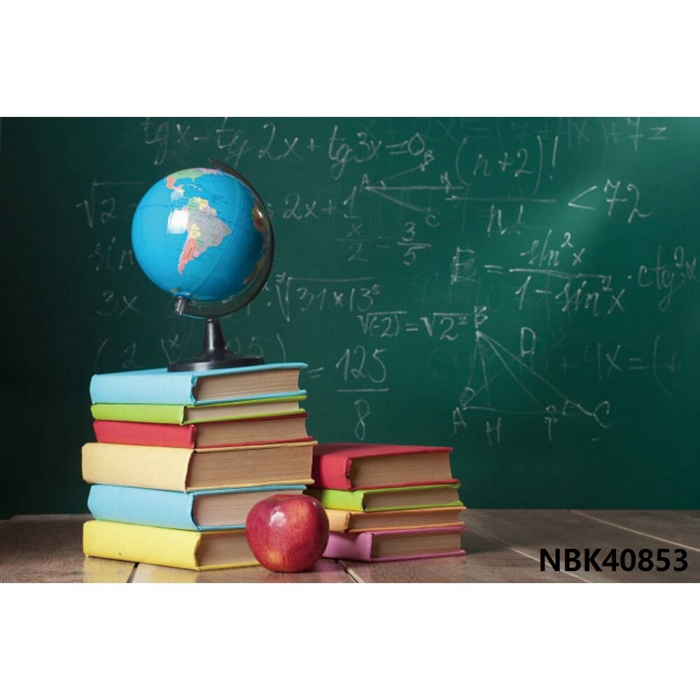 Children Back To School Backdrop Blackboard Globe Books Graduation ...