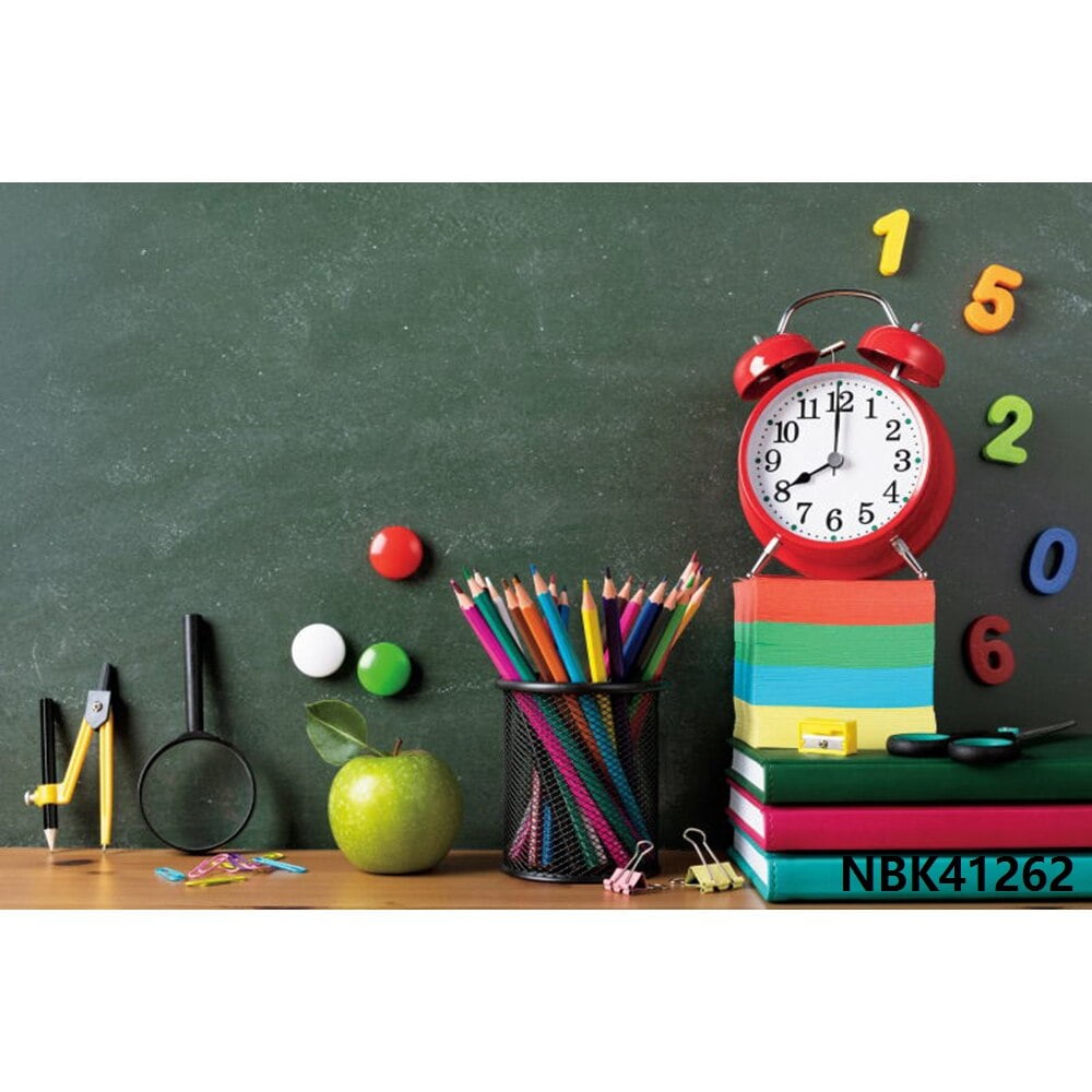 Children Back To School Backdrop Blackboard Globe Books Graduation ...