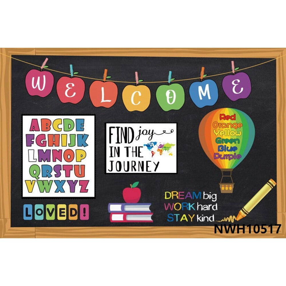 Children Back To School Backdrop Blackboard Globe Books Graduation ...