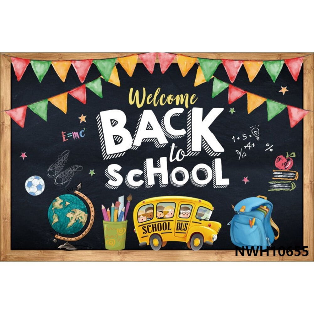 Children Back To School Backdrop Blackboard Globe Books Graduation ...