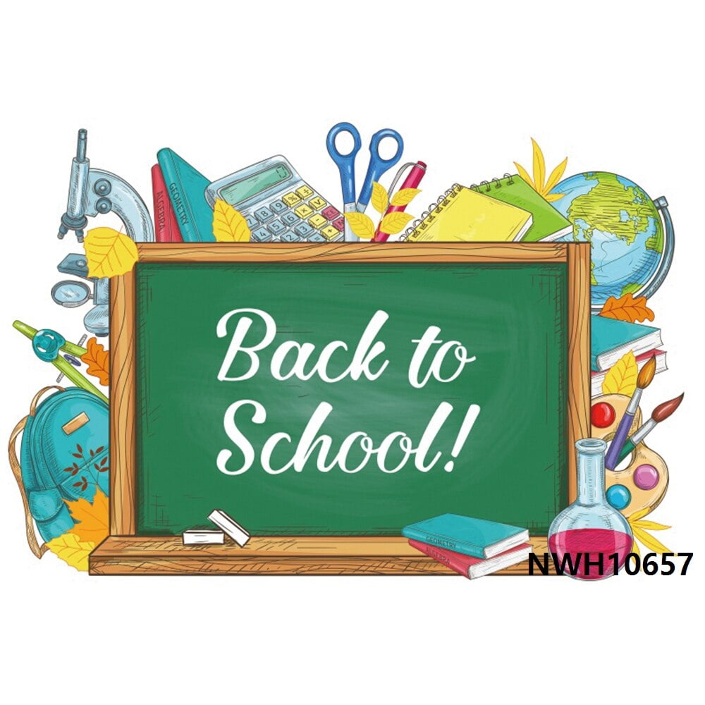 Children Back To School Backdrop Blackboard Globe Books Graduation ...