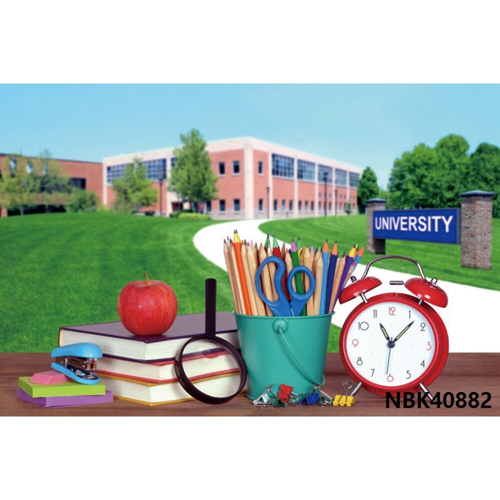 Children Back To School Backdrop Blackboard Globe Books Graduation ...