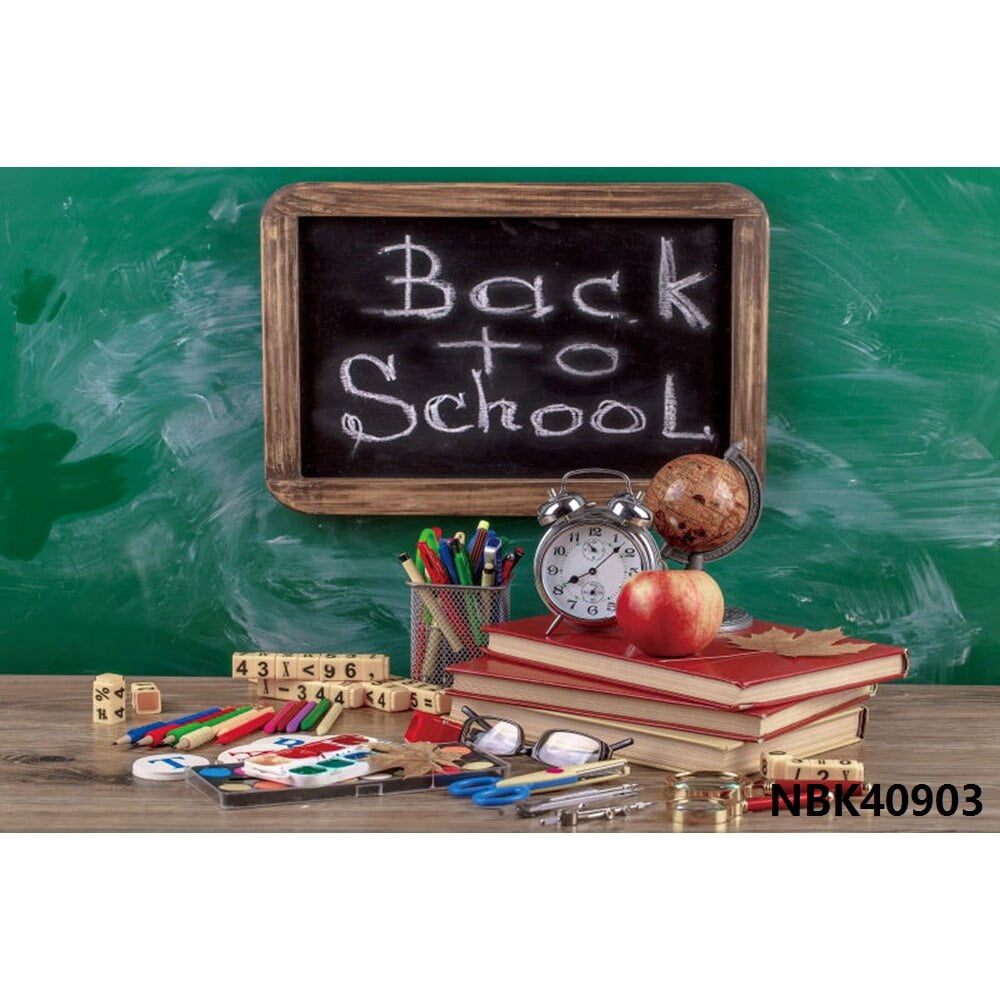 Children Back To School Backdrop Blackboard Globe Books Graduation ...