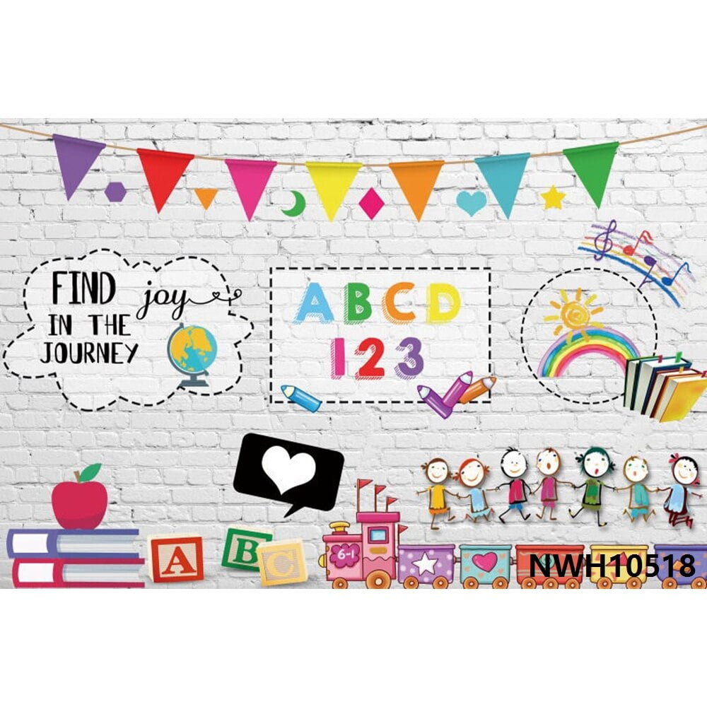Children Back To School Backdrop Blackboard Globe Books Graduation ...