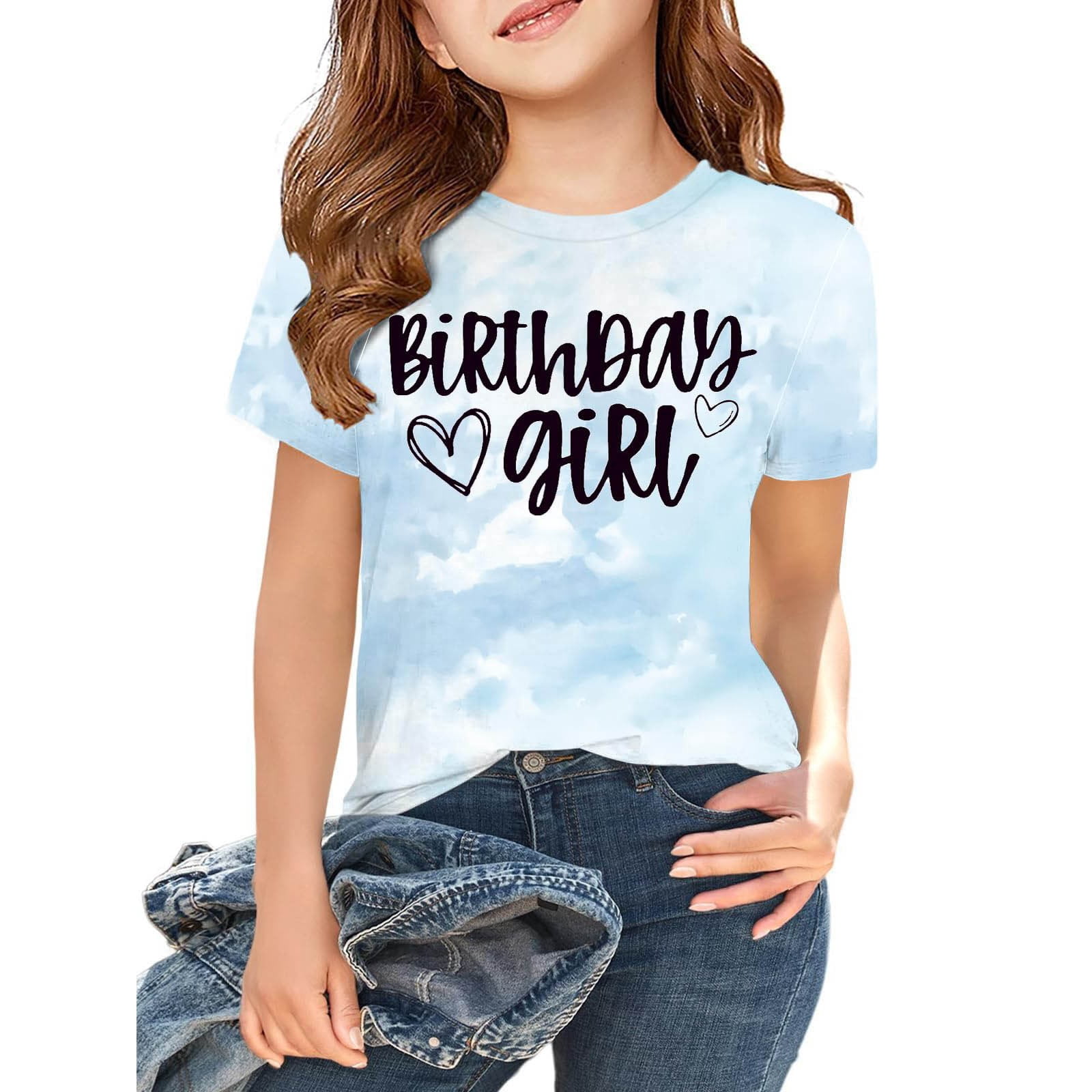 Children Basic Letter Crew Neck Short Sleeve T-Shirt Blue Soft ...