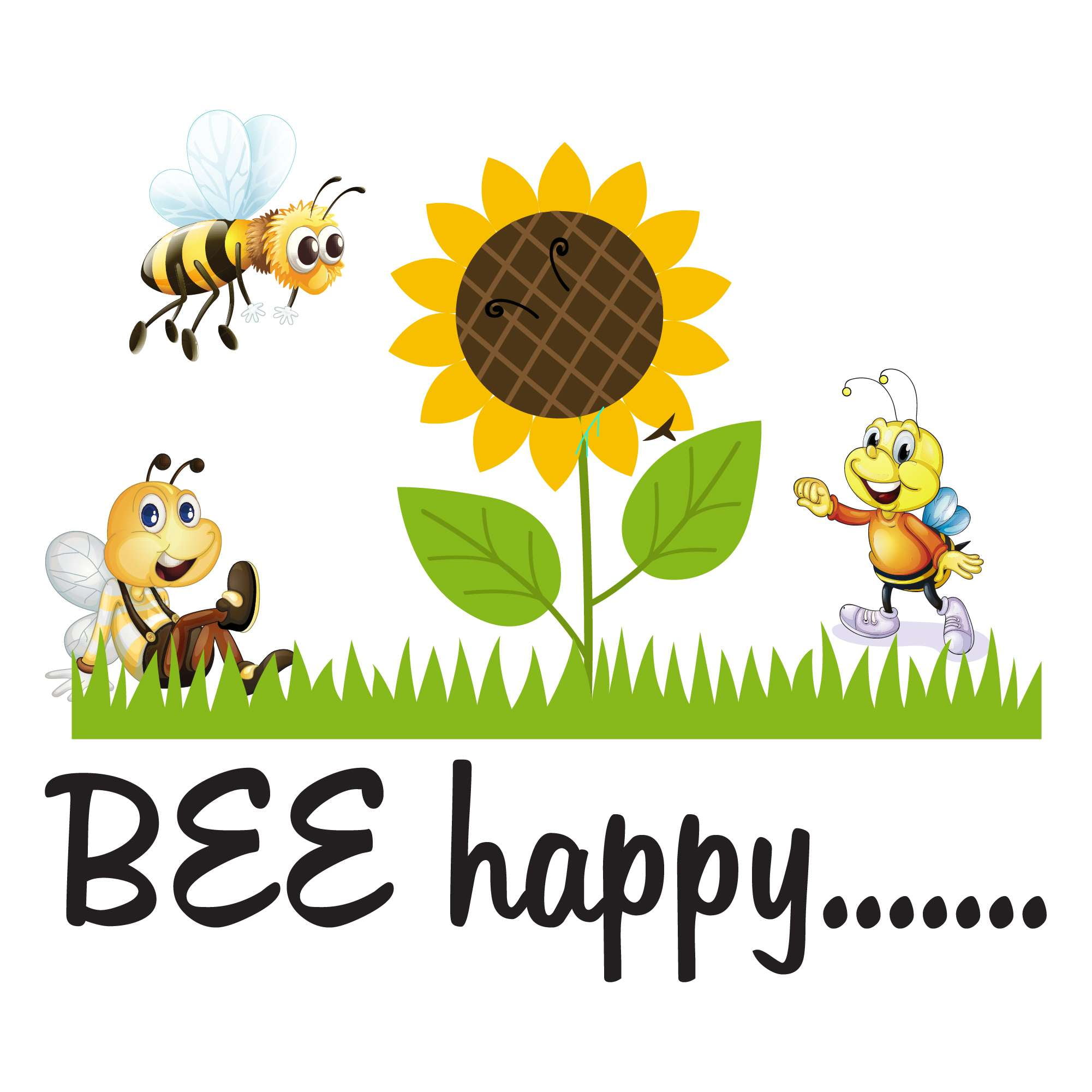 Children Bee Happy Cute Animal Wall Decal Decoration Happy Boy Bee ...