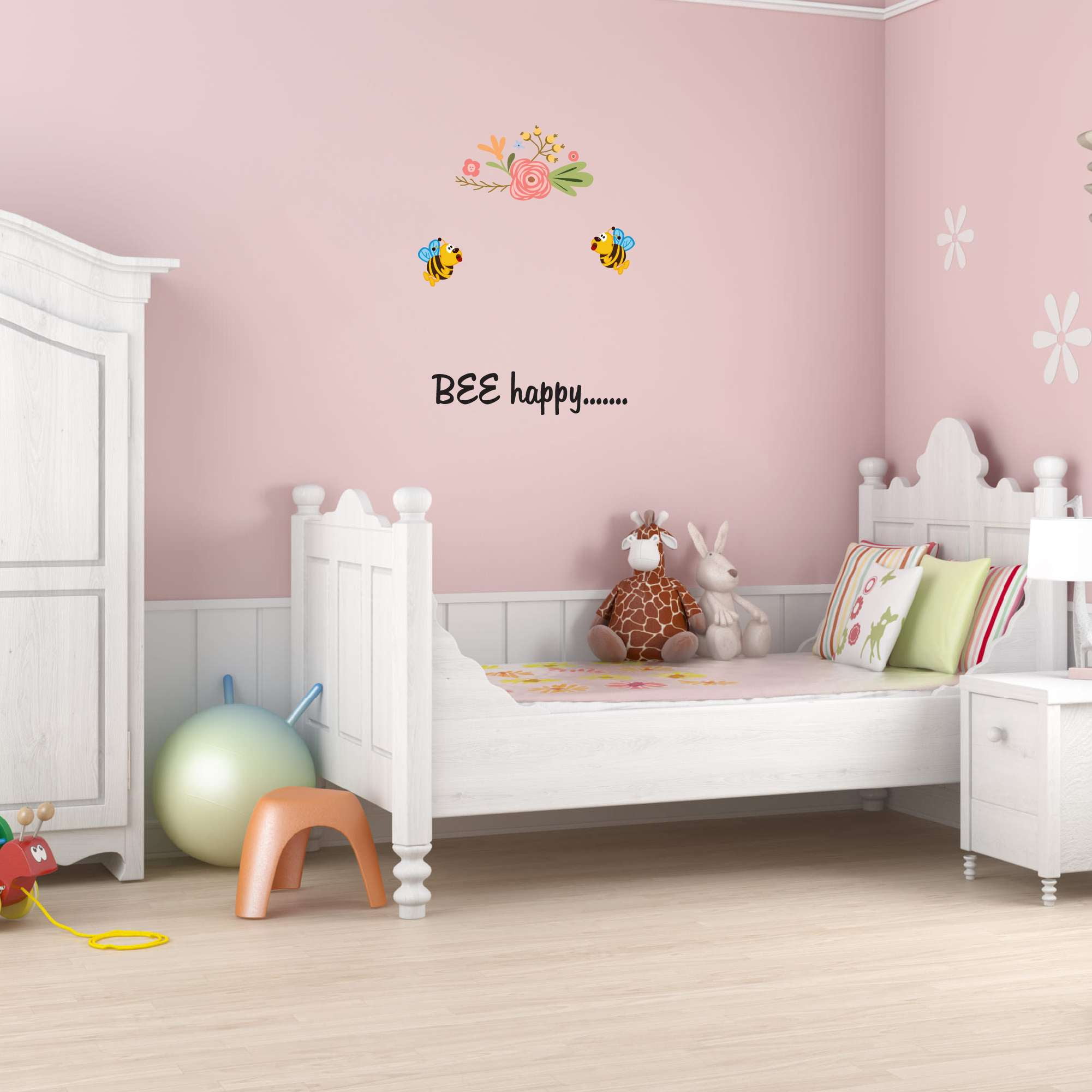 Children Bee Happy Cute Animal Wall Decal Decoration Honey Bee's Bee ...
