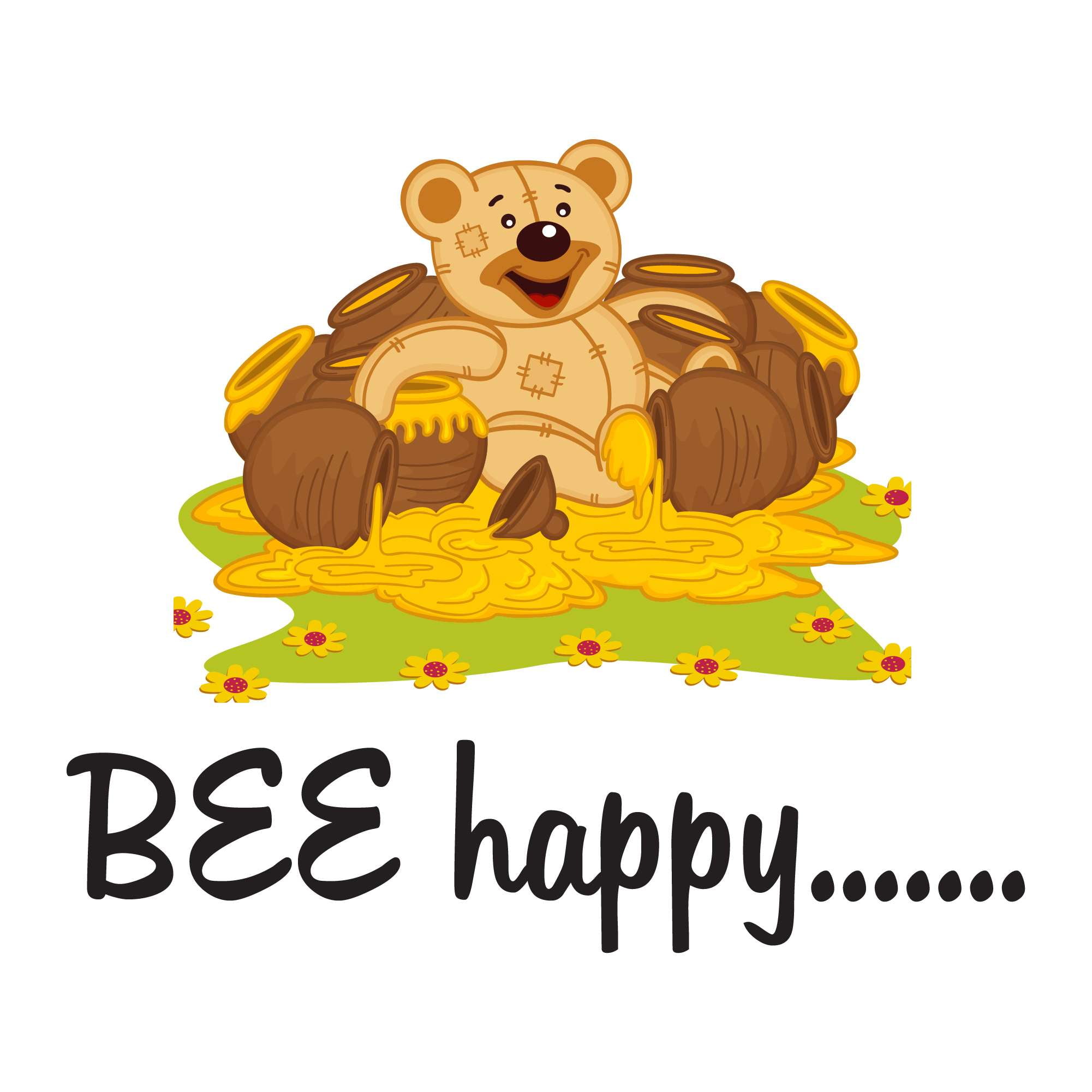 Children Bee Happy Cute Cartoon Wall Decal Decoration Happy Teddy Bear ...