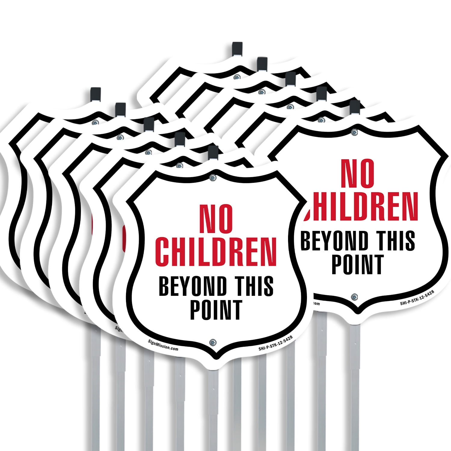 No Children Beyond This Point (10 Pack) 12 inch X 12 inch Shield Shaped ...