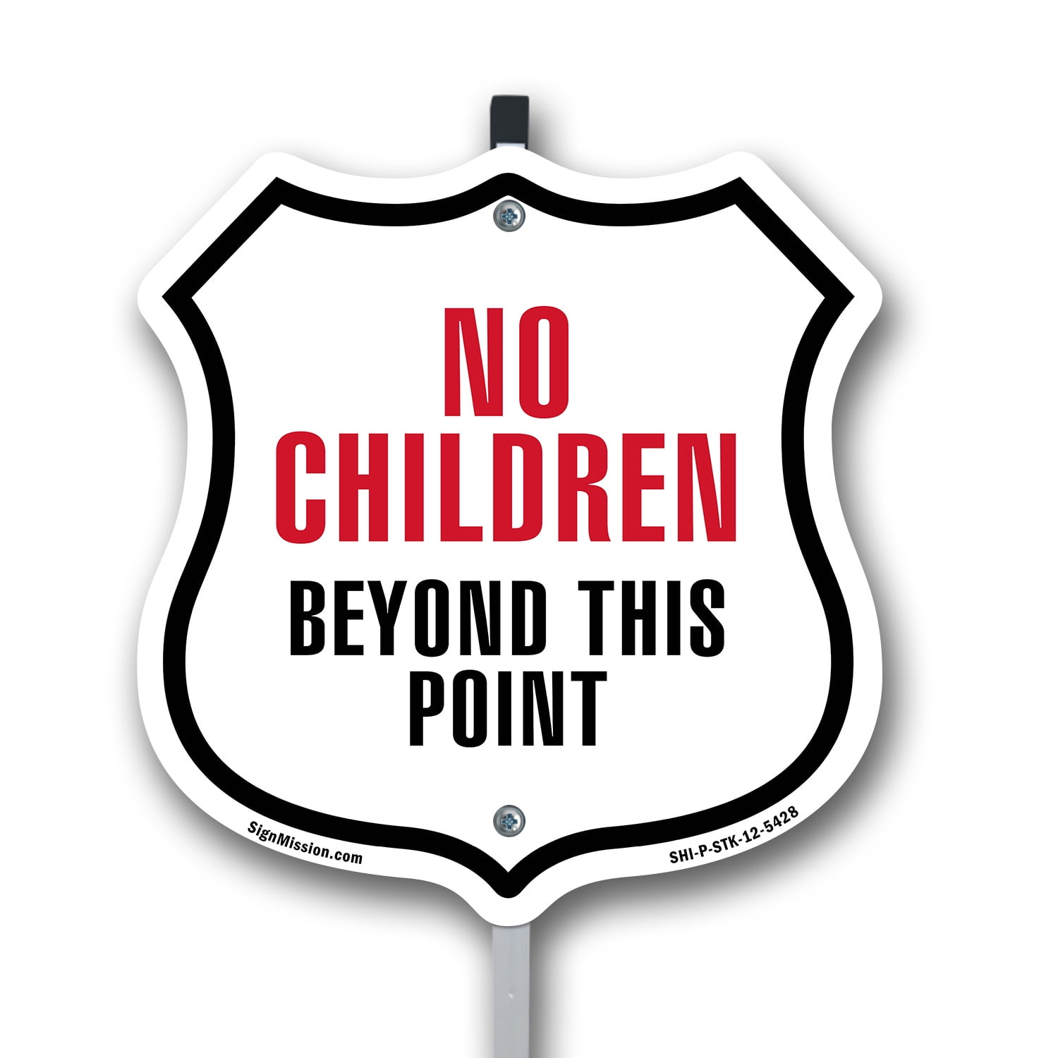 No Children Beyond This Point 12 inch X 12 inch Shield Shaped ...
