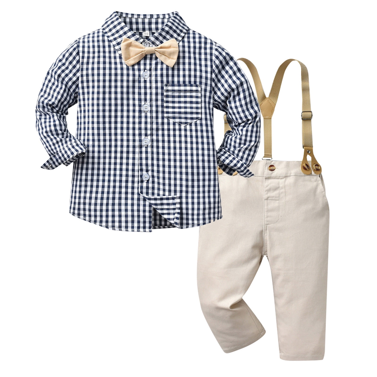 Children Boy Clothes Suit Toddler Boys Long Sleeve Plaid Shirt Tops ...