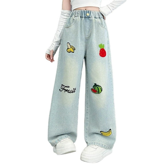 for Children Boy Girl Fall Summer Denim Fruit Banana Loose Fit Lounge ...