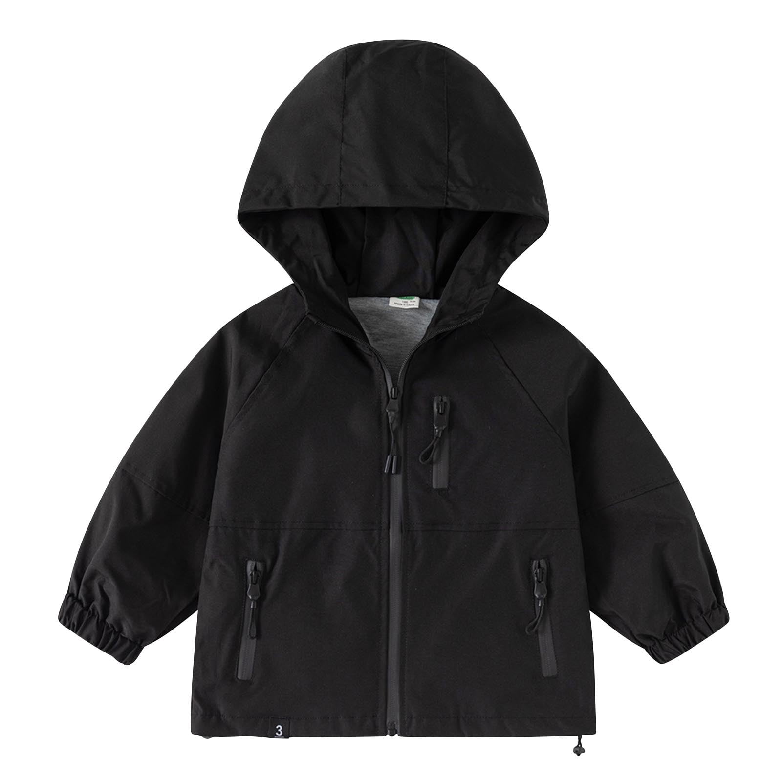 Children Boys Girls Rain Coats Casual Long Sleeved Waterproof Hooded ...