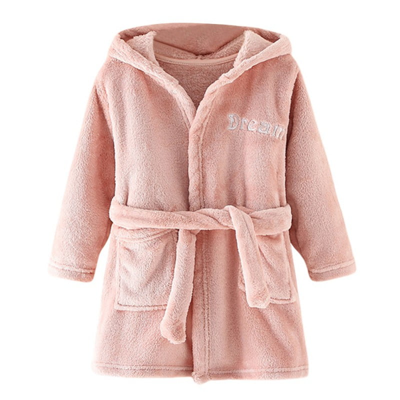 Children Boys Girls Winter Warm Flannel Bath Robes Kids Long Sleeve ...