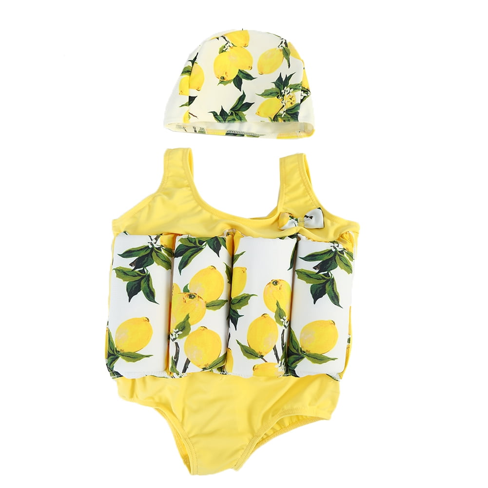 Children Buoyancy Swimming Suit With Swim Cap (XL, Lemon) - Walmart.com