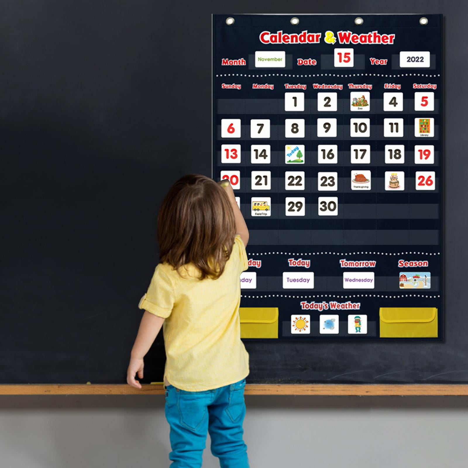 Children Calendar and Weather Pocket Chart Wall Calendar Schedule ...