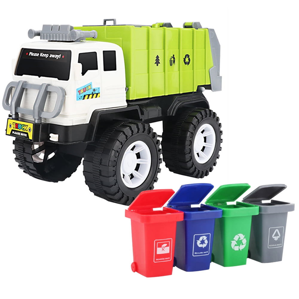 Children Car Model Diecast City Cleaning Garbage Truck Sound Light Pull ...