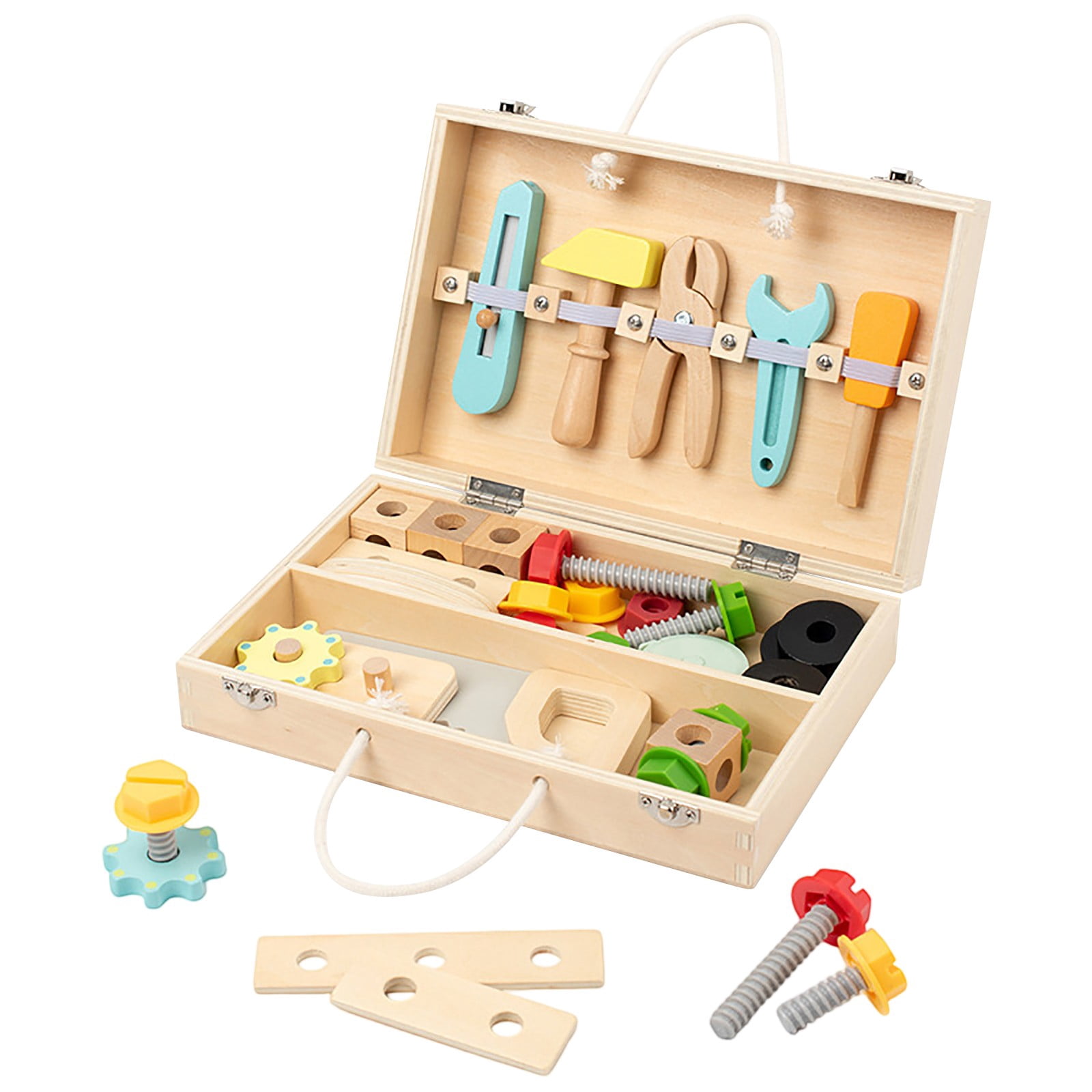 Children Cartoon Toolbox Wooden Educational Toys, Natural Eco-Friendly ...
