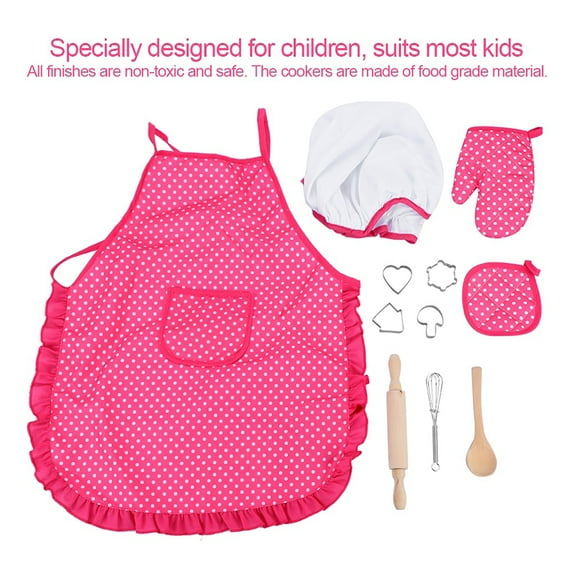 Children Chef Set DIY Cooking Baking Suit Toys Set Pretend Play Clothes Apron Glove Hat Cooker ...