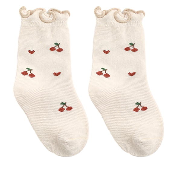 Children Cotton Socks for Autumn Spring Stretch Ruffle Edge Knee High ...