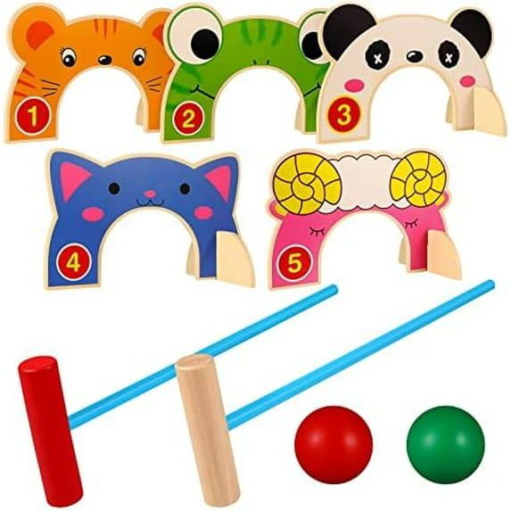 Children Croquet Set with Croquet Wood Mallets, Classic Family Game for ...