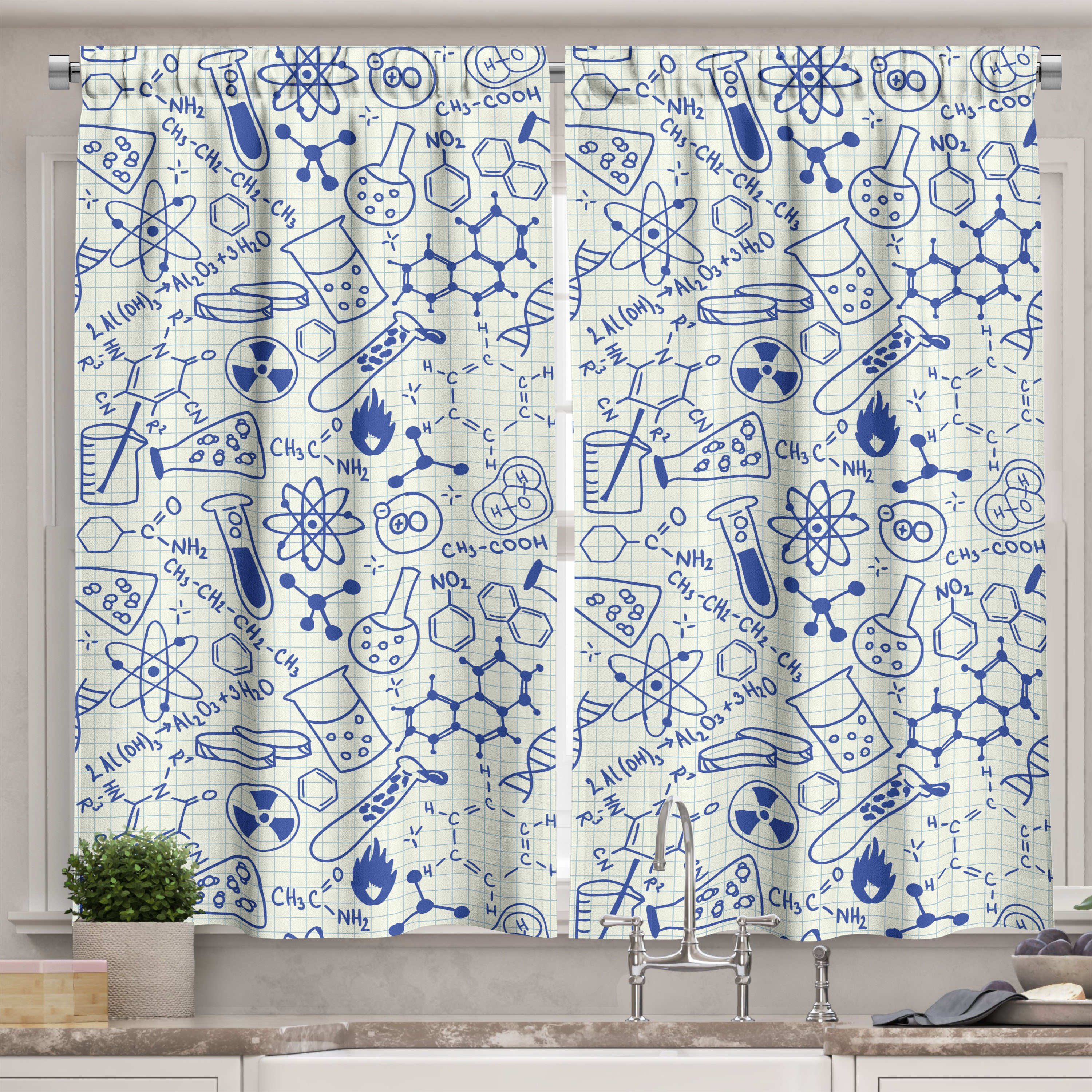 Children Curtains 2 Panels Set, Science Chemistry Geometry Math Nerd ...