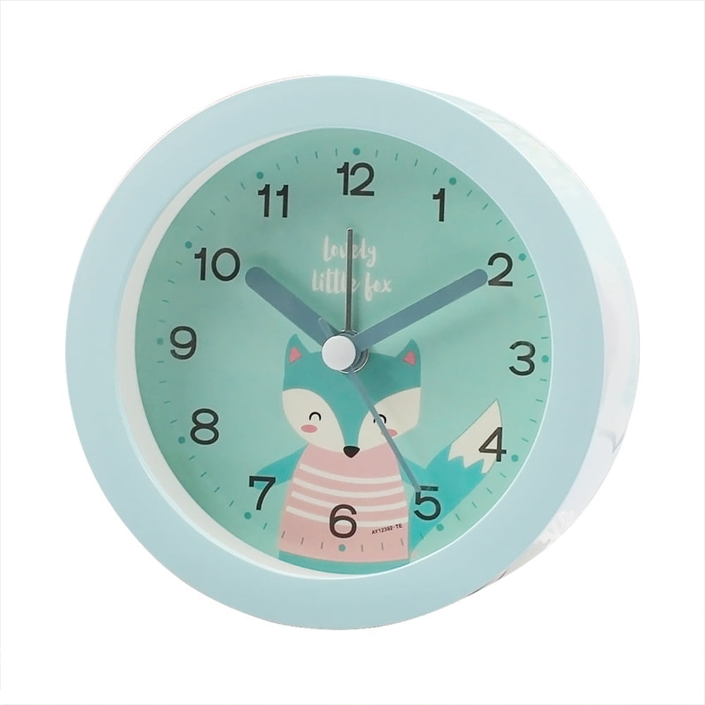 Children Cute Cartoon Round Alarm Clock Portable Bedside Ultra-quiet ...