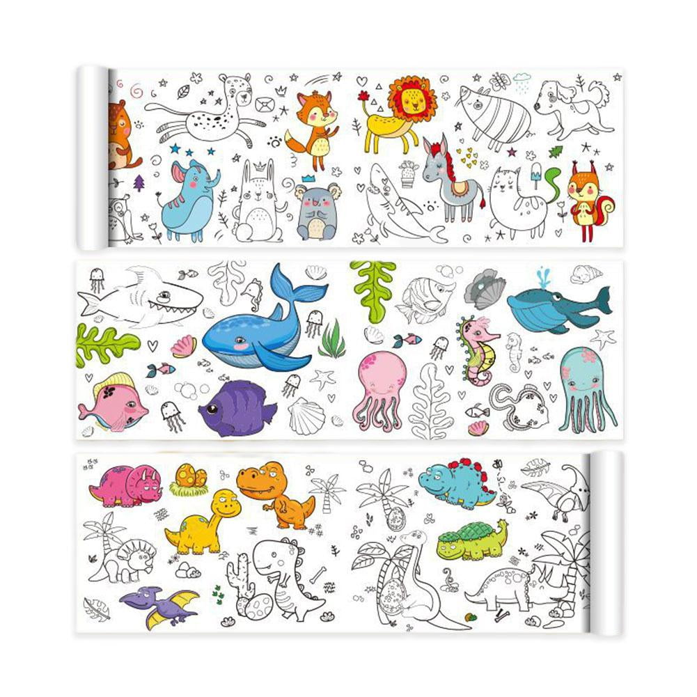 Children DIY Graffiti Scroll Color Filling Paper Painting Roll Wall ...