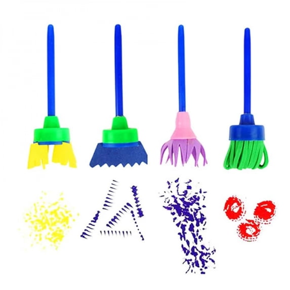 Children DIY Graffiti Sponge Brush Set Drawing Toys Broom Shaped Seal ...
