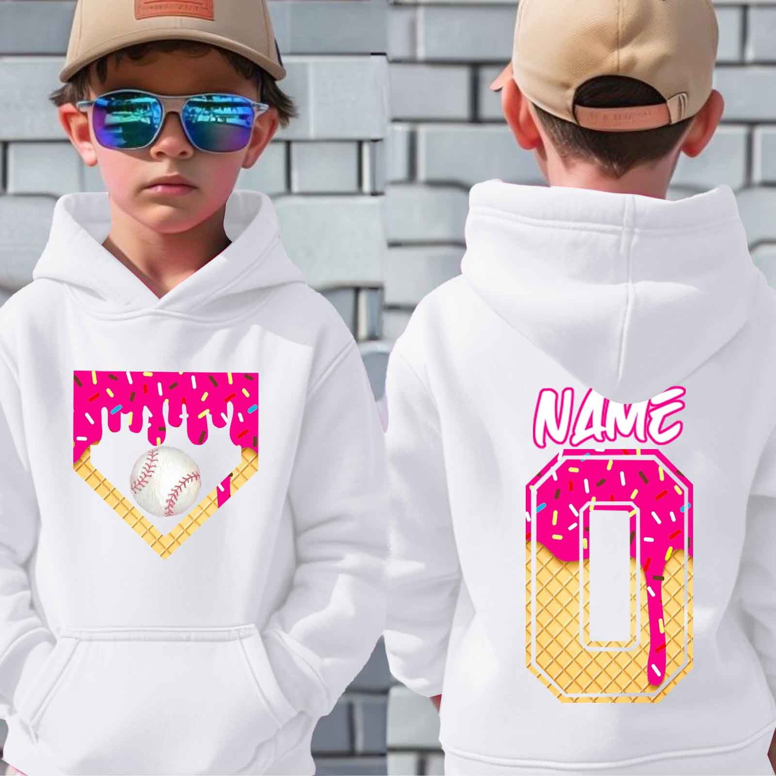 Children DIY Ice Digital Print Long Sleeve Hooded Sweatshirt - Walmart.com