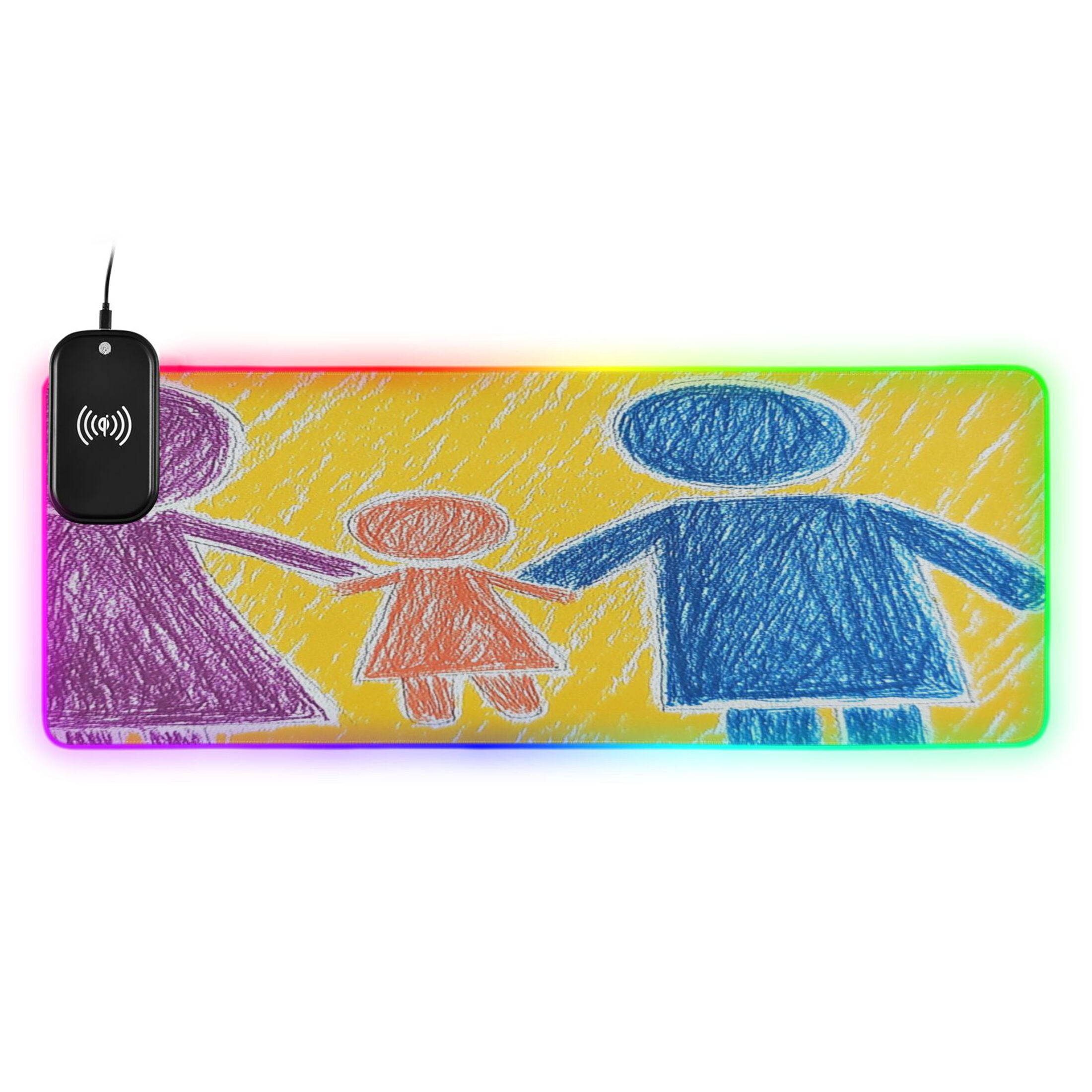 Children Doodle Family Large RGB Gaming Mouse Pad with Fast Wireless ...