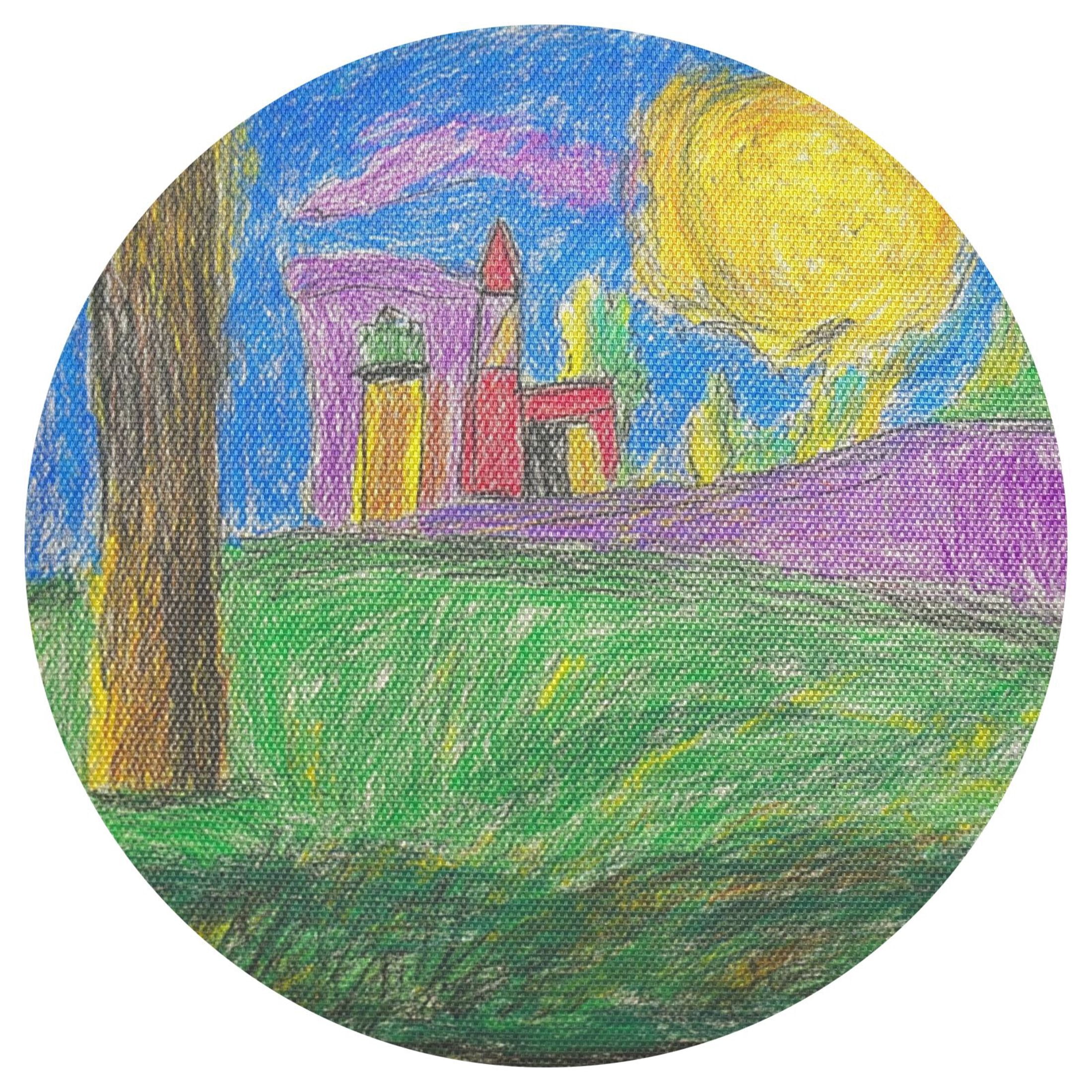 Children Doodle Pattern 15.4in Diameter PVC Plate Mat, Heat-Resistant ...