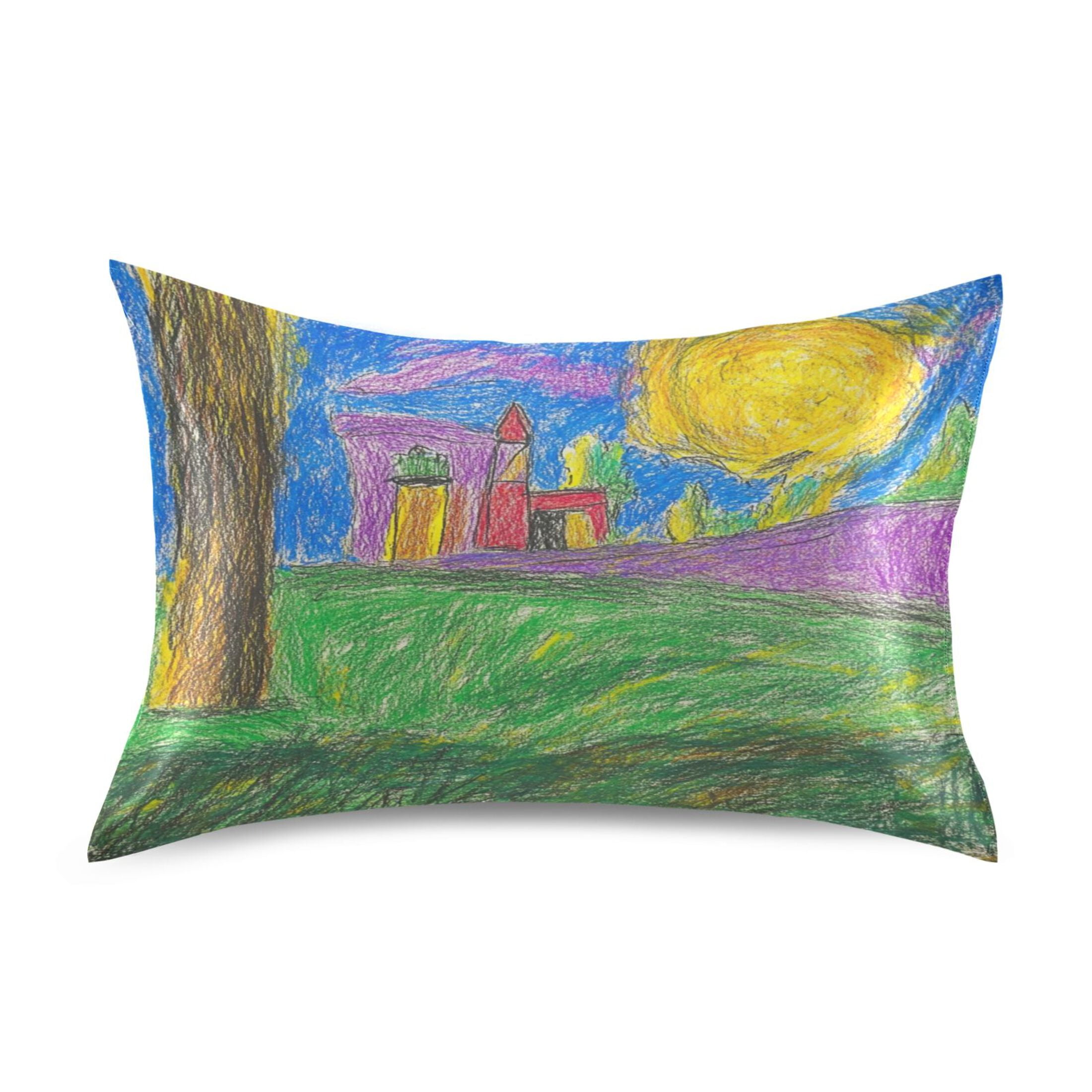 Children Doodle Pattern Queen Size Pillowcase Silky Smooth Finish Anti ...