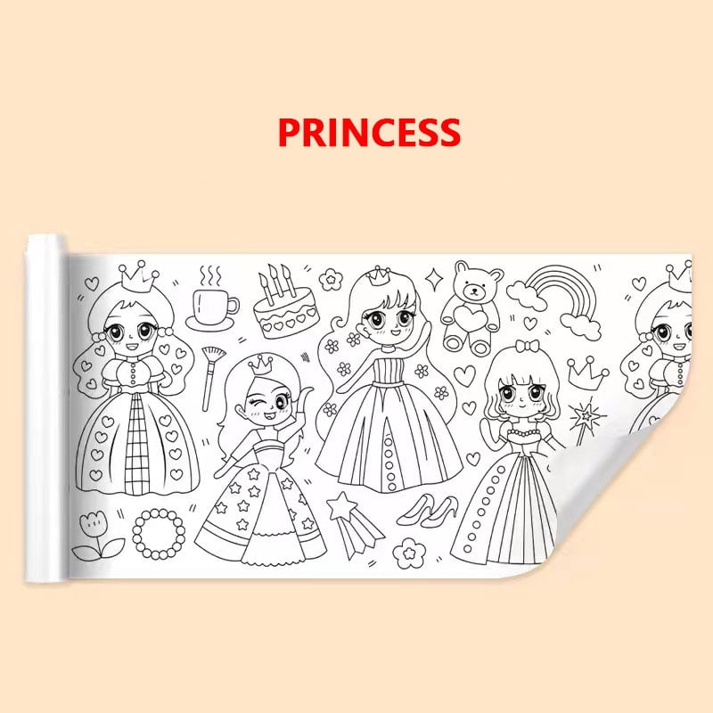 Children Drawing Roll DIY Sticky Color Filling Paper Coloring Paper ...