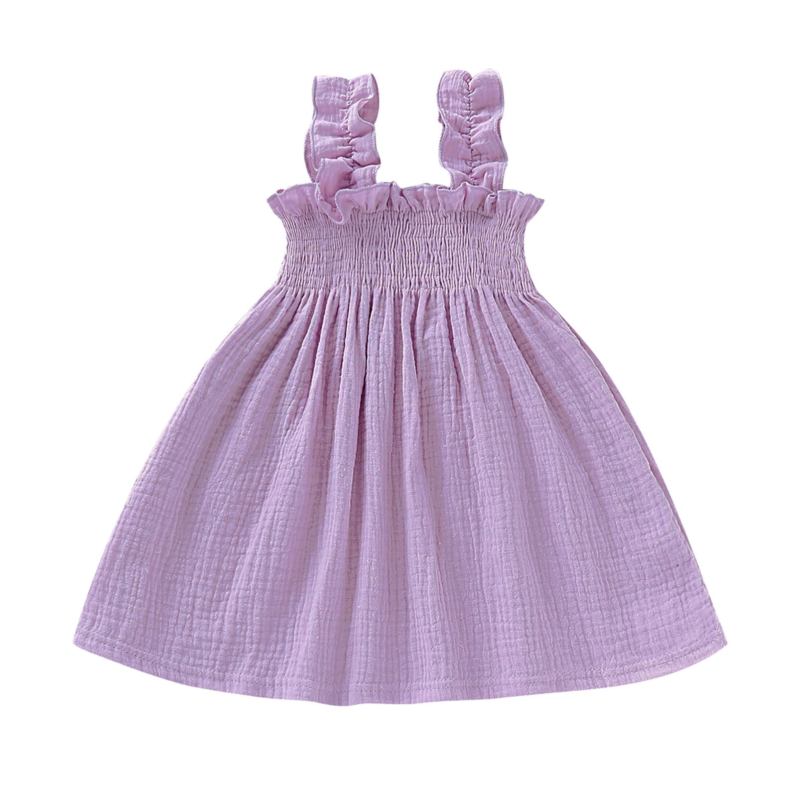 Children Dresses Girls Solid Cotton Sleeveless Beach Straps Dress ...