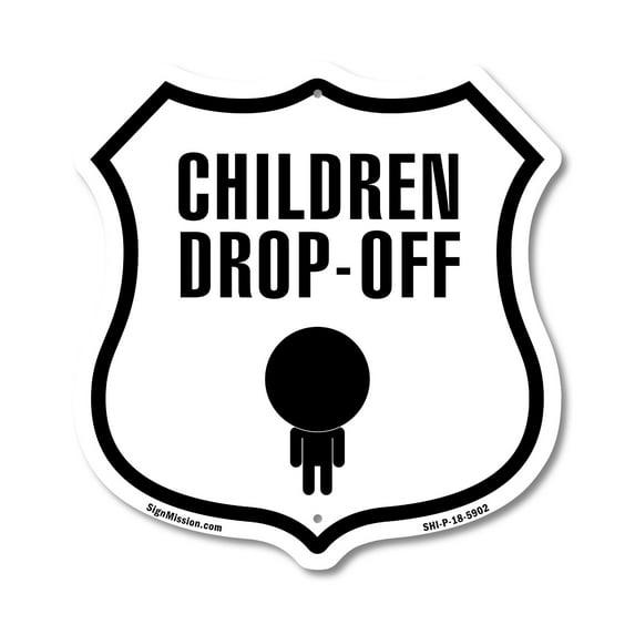 Children Drop Off (2 Pack) 12 inch X 12 inch Shield Shaped Commercial ...